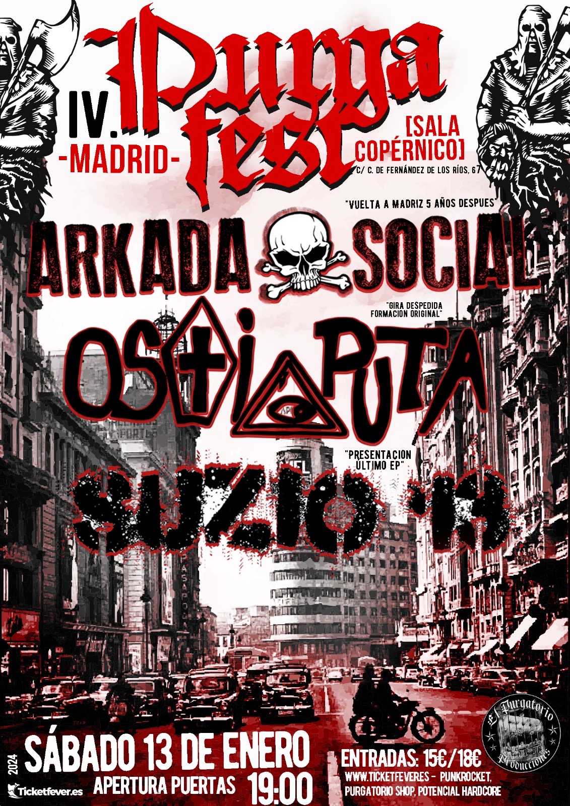 Purgafest IV - Arkada Social + Ostia Puta + Suzio 13 - Conciertos Copérnico